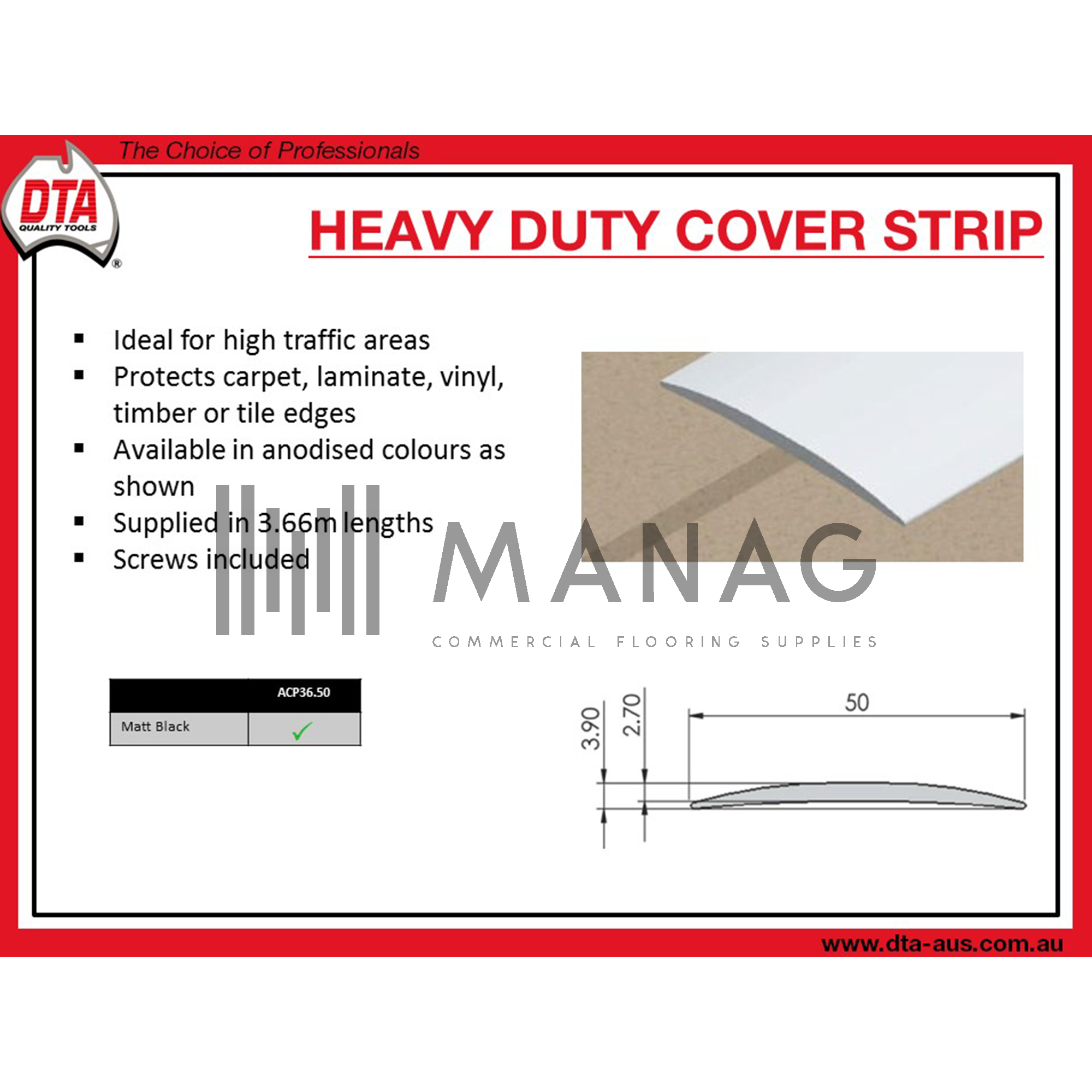 Heavy Duty cover Strip 50mm Matt Black – Manag Distributors